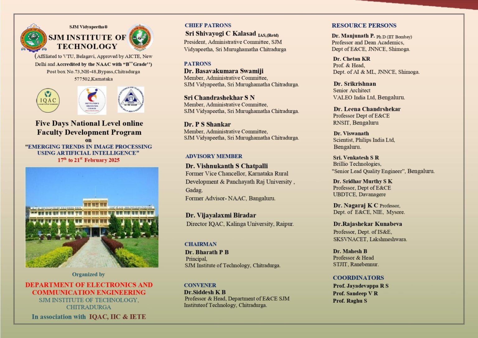 5 Days National Level Online FDP Program on Emerging Trends in Image ...